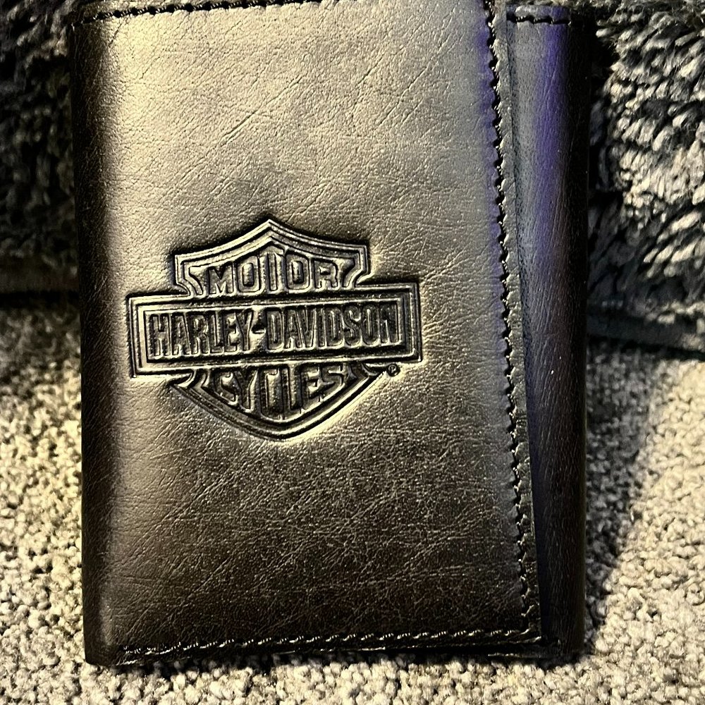 Harley Davidson Men's Trifold Leather Wallet - Gem